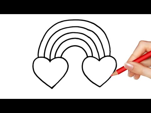 Rainbow Heart Cloud Drawing And Painting Colouring for kids Toddlers ...