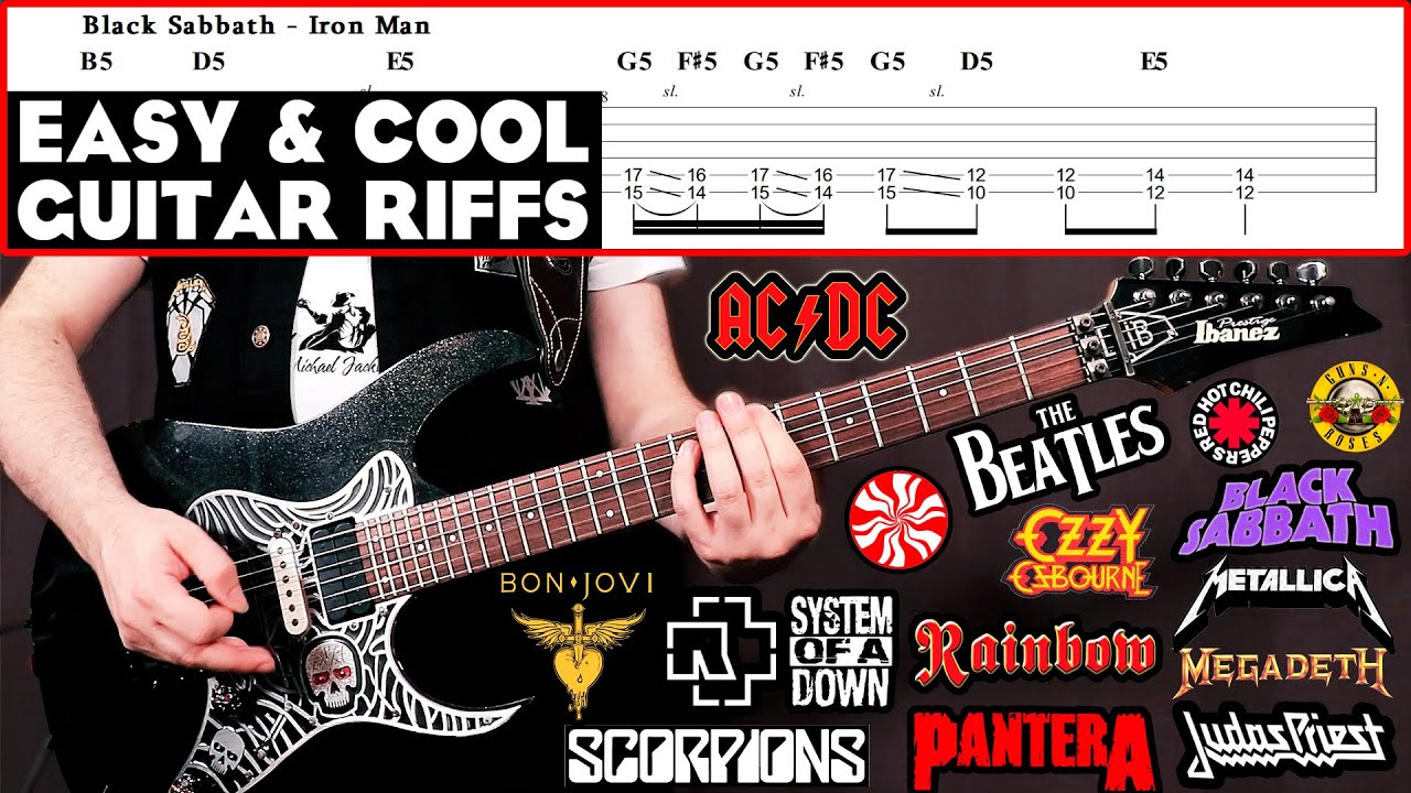 30 Easy & Cool Guitar Riffs You Should Know | With TABS - YouTube