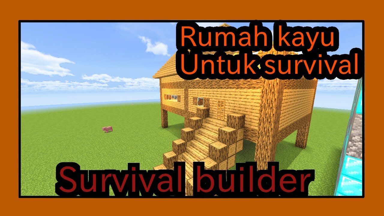 Minecraft | cara membuat rumah kayu | minecraft survival house - YouTube