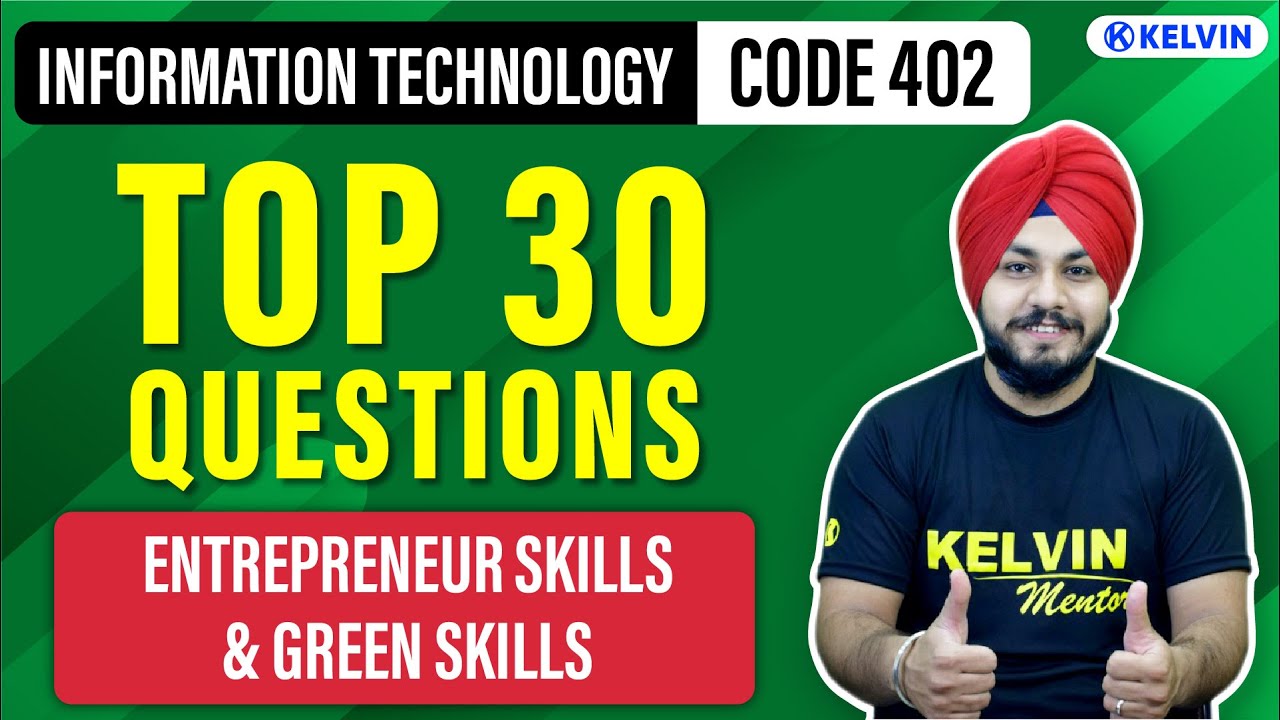 TOP 30 Questions on Entrepreneurial & Green Skills Class 10 IT Code 402 ...