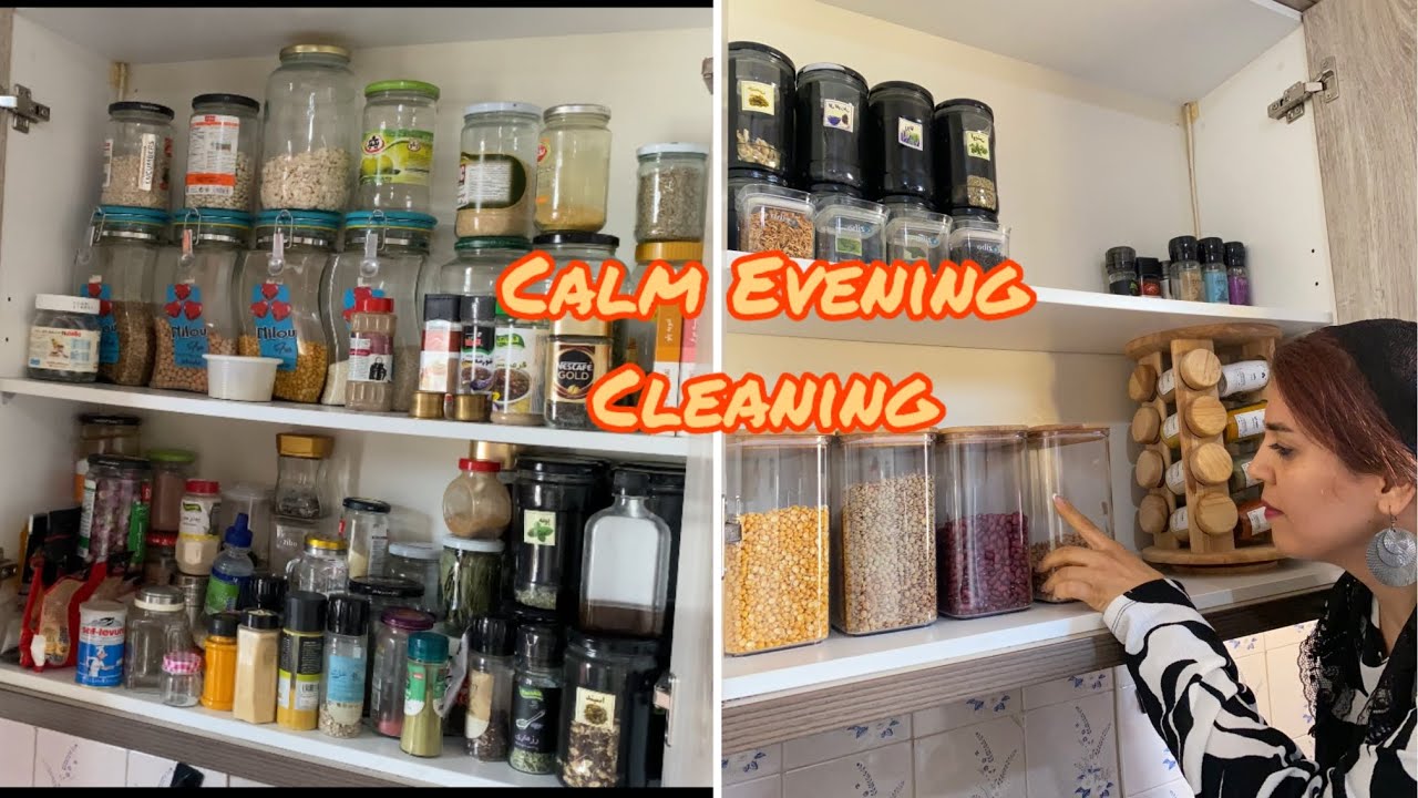 Organizing My Kitchen Cabinets | Calm Evening Cleaning - YouTube