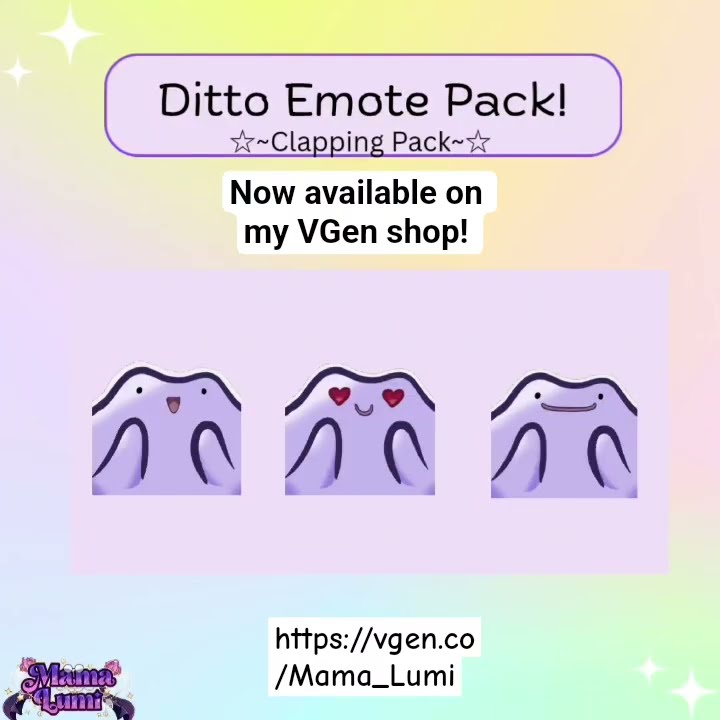 Animated #ditto Clapping #emotes, now on my #vgen shop! #pokemonart ...