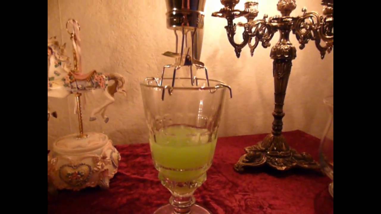 Absinthe preparation (using an Absinthe Brouilleur) - YouTube