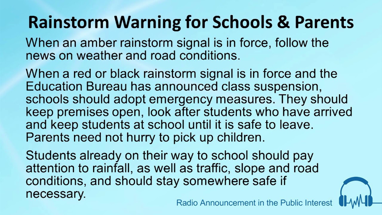 Rainstorm Warning for Schools & Parents - YouTube