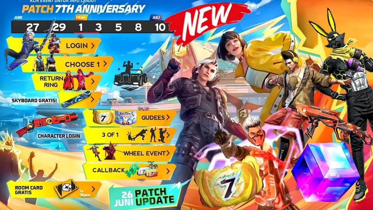 7th Anniversary Event Free Fire😱 free rewards🔥 free fire 7th ...