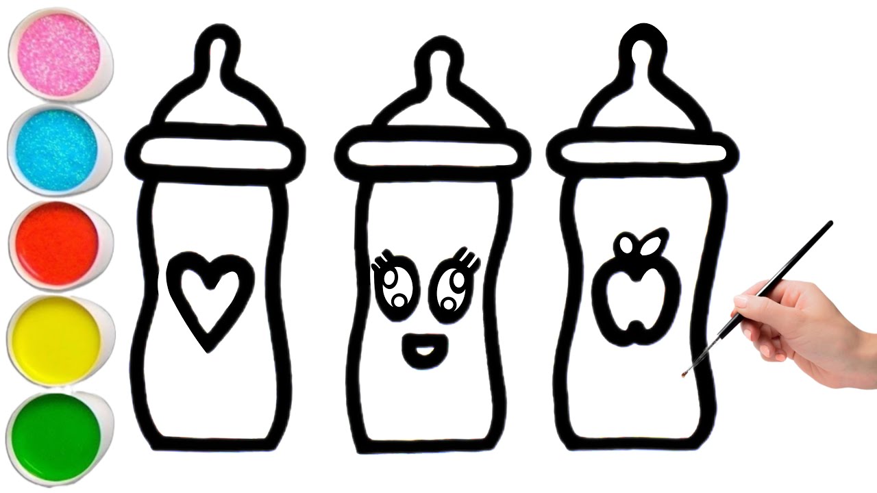 drawing Baby bottlle for kids | Cute baby bottle drawing | Baby bottle ...