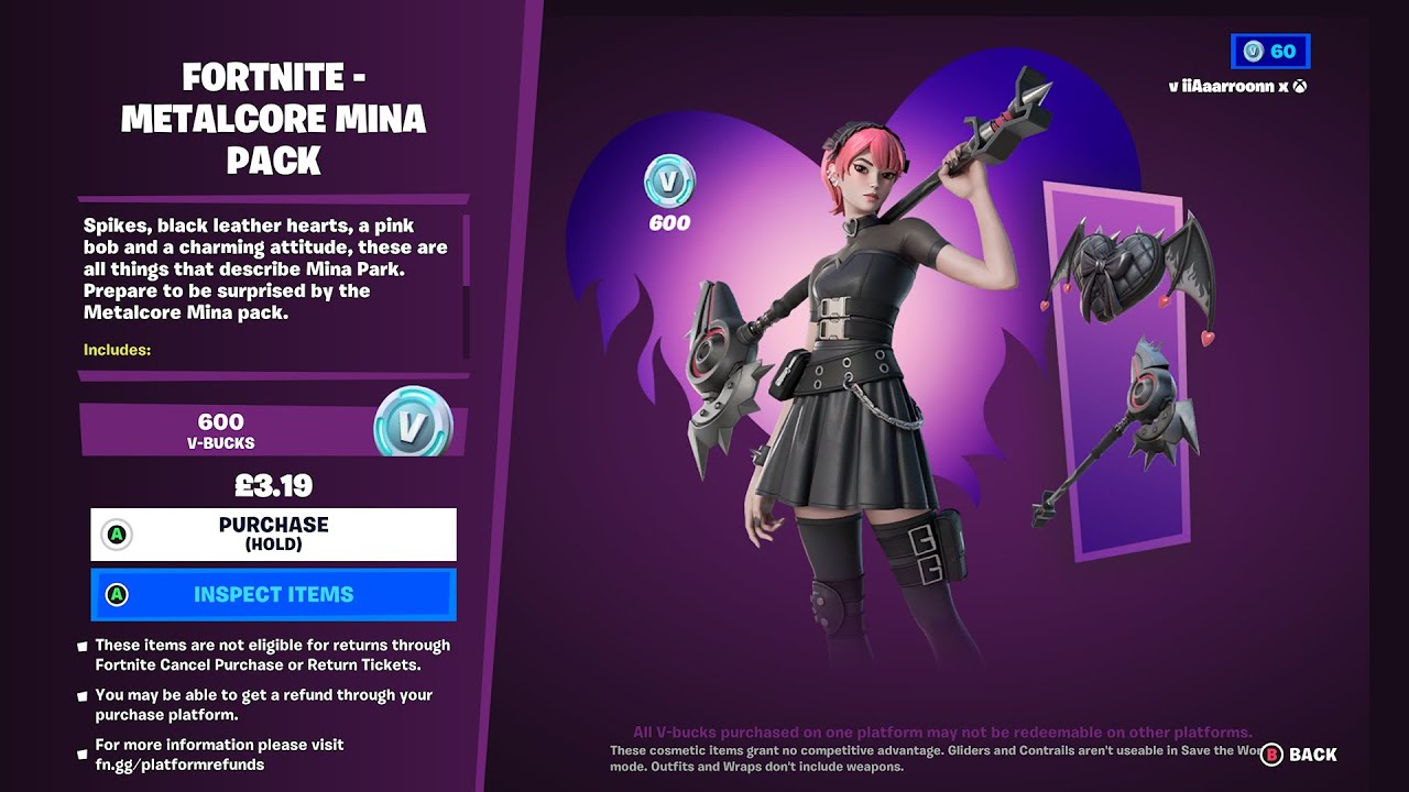Fortnite - NEW METALCORE MINA STARTER PACK SET! - YouTube