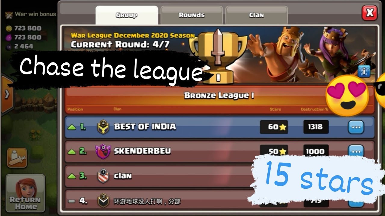 COC---CHASE THE LEAGUE Prt-2,,,,,,,15 stars 🌟 🌟 🌟 all three stars ...