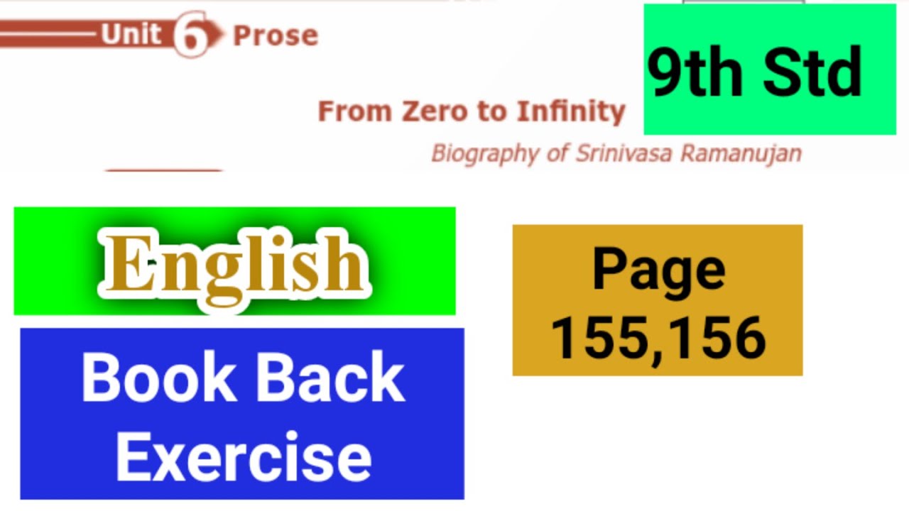 9th Std - English | Unit 6 - From Zero to Infinity | Book Back Exercise - YouTube