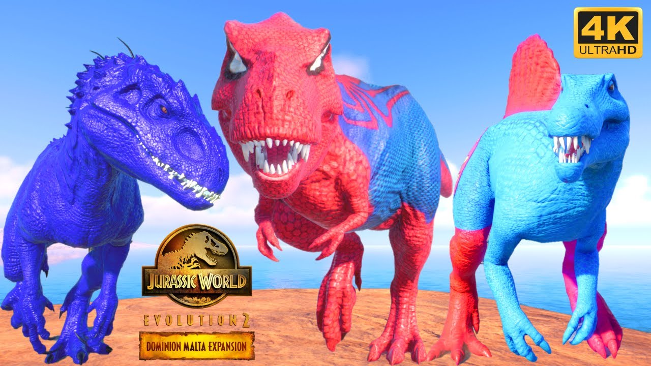 Jurassic world evolution 2: Spiderman T-Rex, Blue Indominus rex ...
