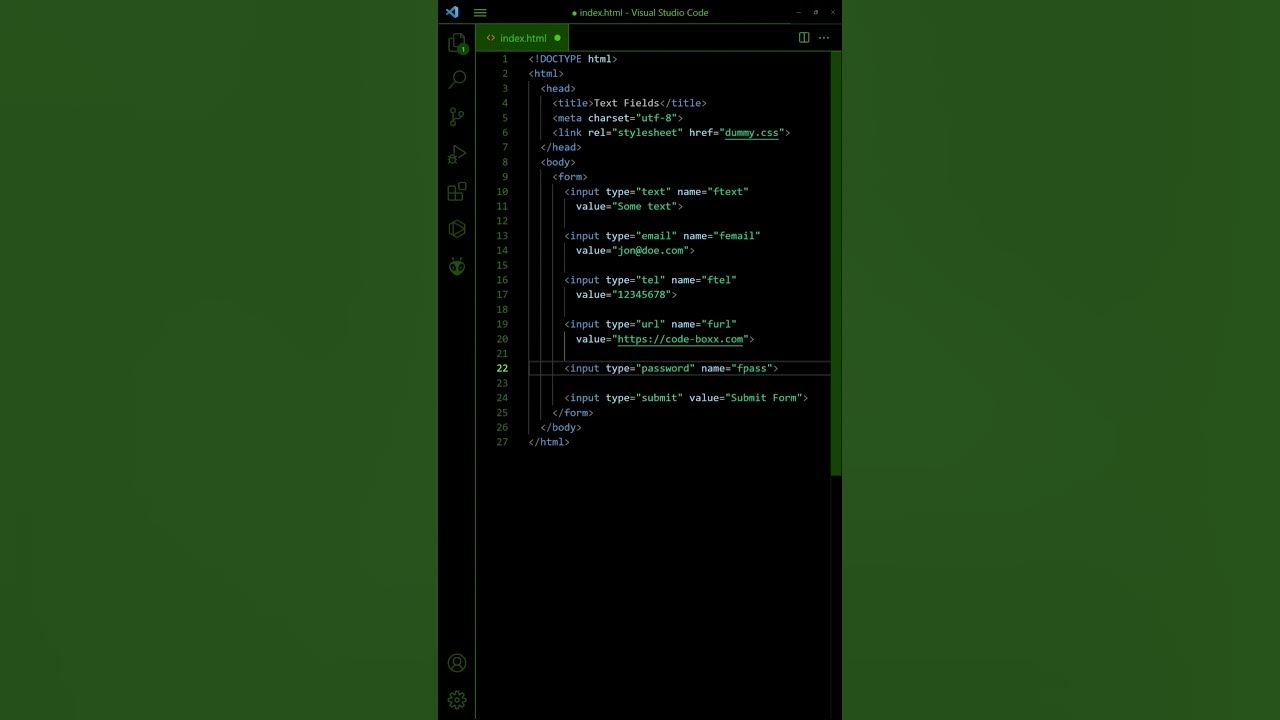 1 MIN HTML/CSS PART 18 - Form Text Fields - YouTube