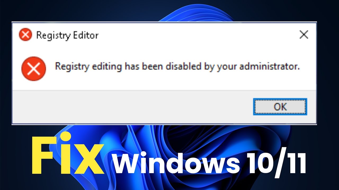 Registry editing has been disabled by your administrator Problem fix Windows 10/11 in hindi ...