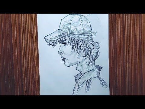 how to draw a boy with cap for biginners step by step || how to draw a ...