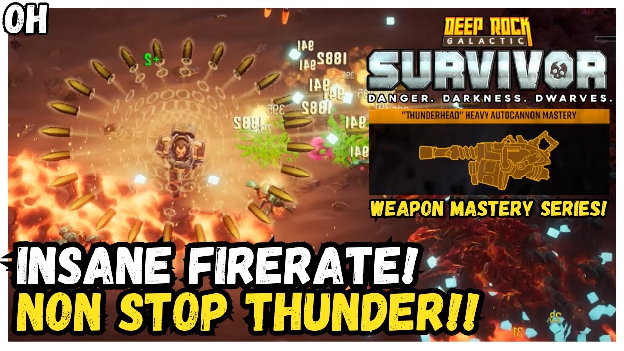 Rapid Fire THUNDER! Thunderhead Weapon Mastery Challenge! Deep Rock Galactic Survivors! - YouTube