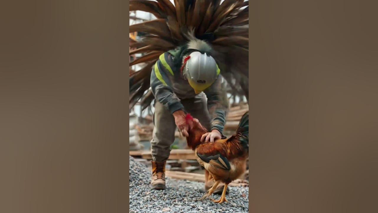 Constrction Worker Fusion Chicken part3 #trending #ai #livewallpaper #fusion #transformation # ...