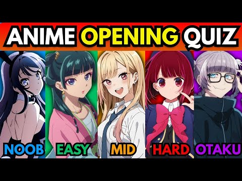 ANIME OPENING QUIZ🔥 - 100 Openings [VERY EASY - VERY HARD]