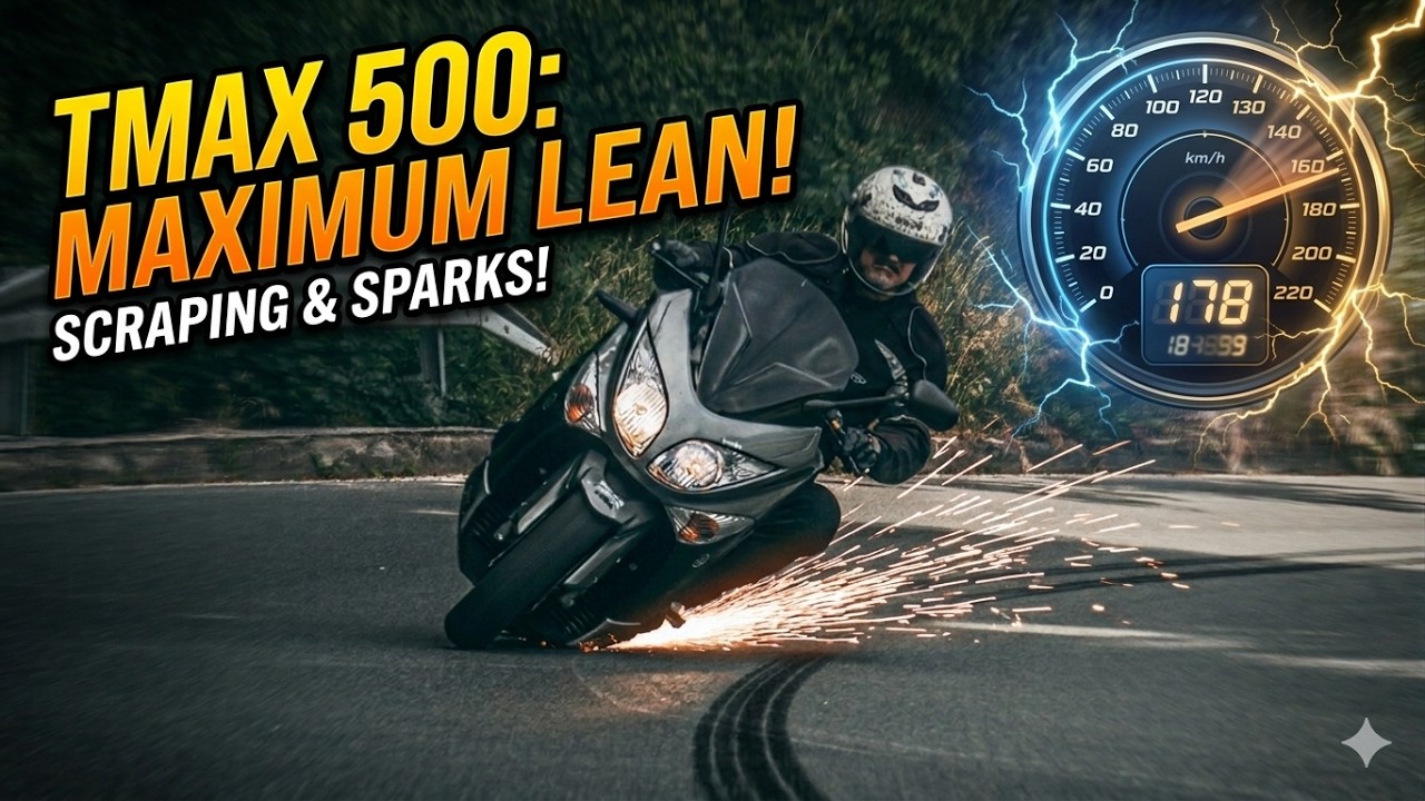 Yamaha T-max 500 max lean angle and drone crash - YouTube