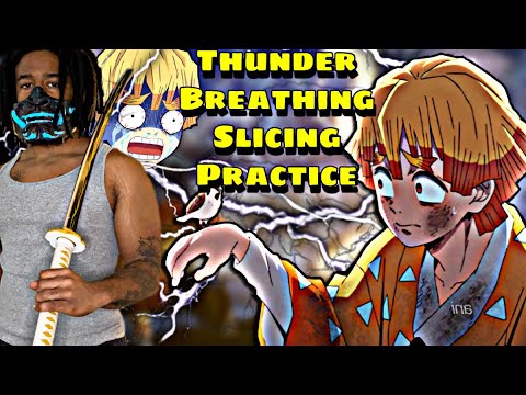 REAL LIFE Slicing With Zenitsu Agatsuma Katana ⚡️ #demonslayer #zenitsu ...