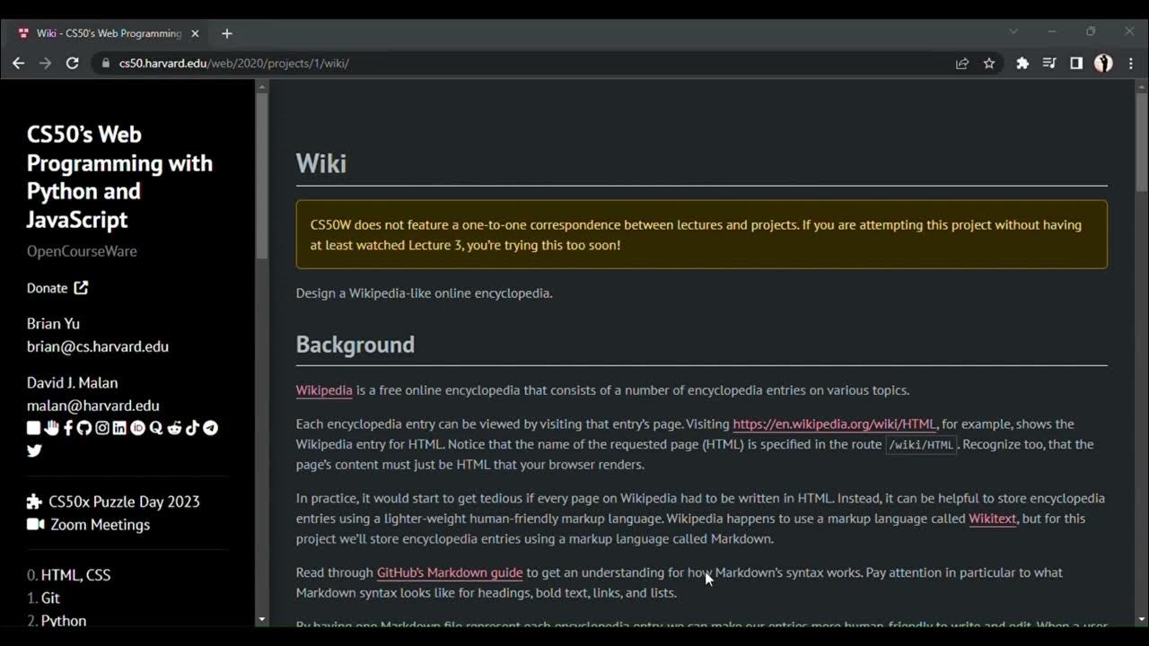 CS50 WIKI PROJECT-1 - YouTube