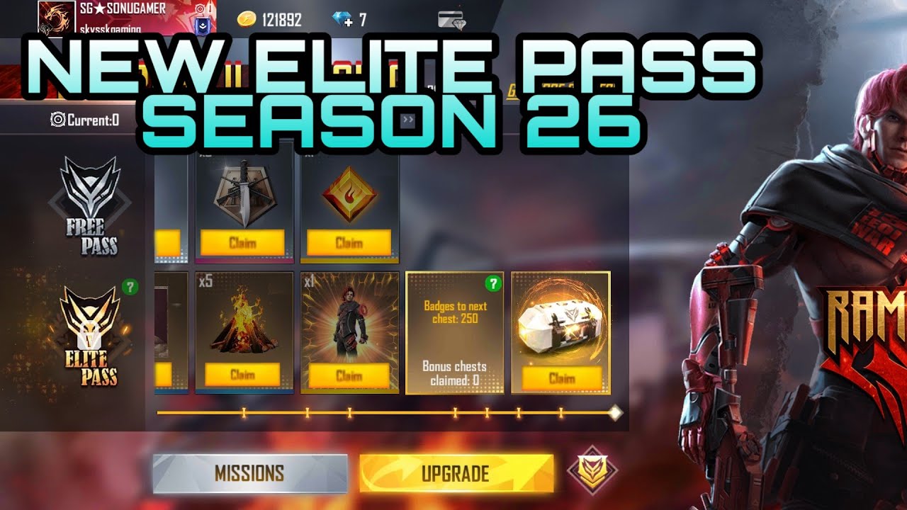 FREE FIRE NEW ELITE PASS SEASON 26 IN FULL DETAIL||SONU GAMER - YouTube