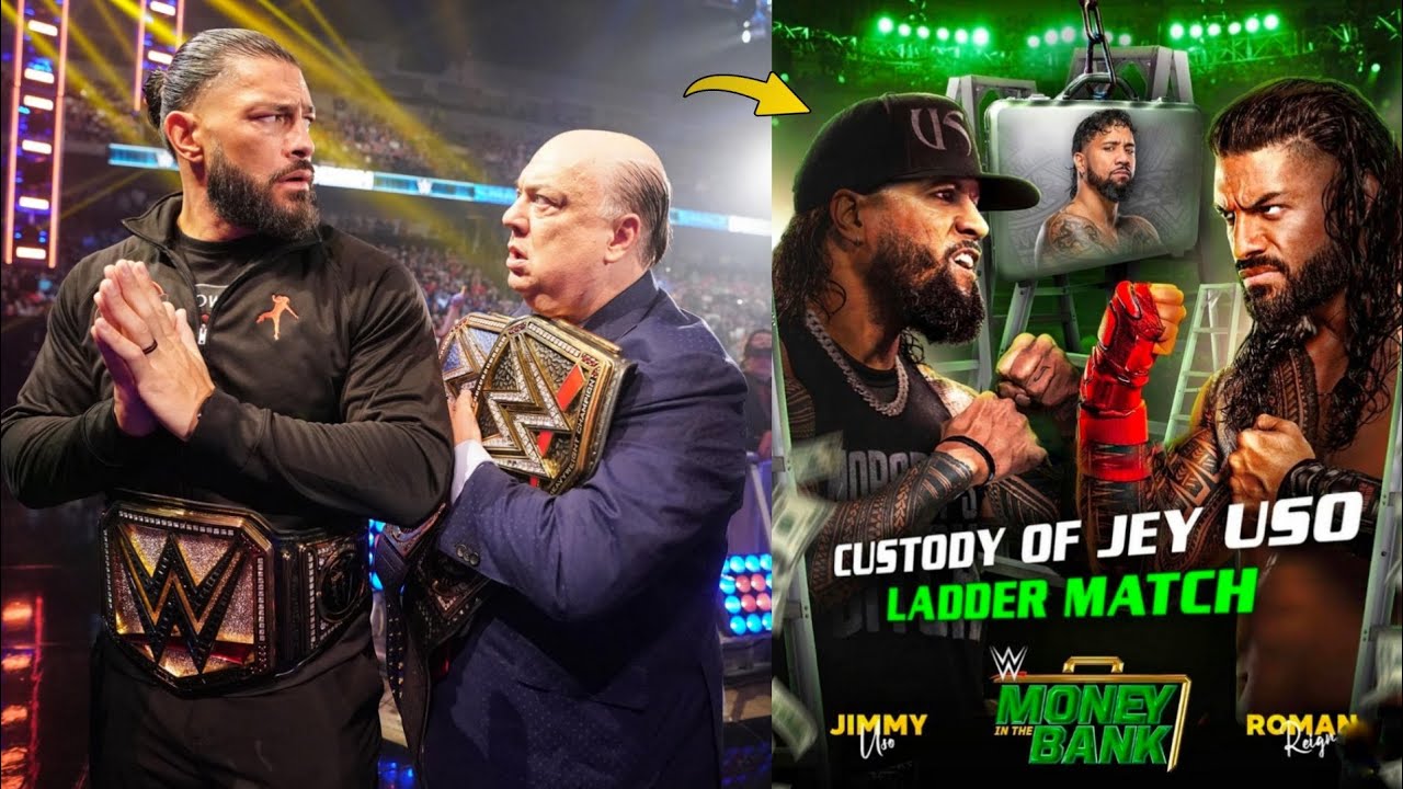 Wtf Roman Reigns Vs Jimmy Uso Ladder Match For Custody Of Jey Uso Mitb Match Youtube
