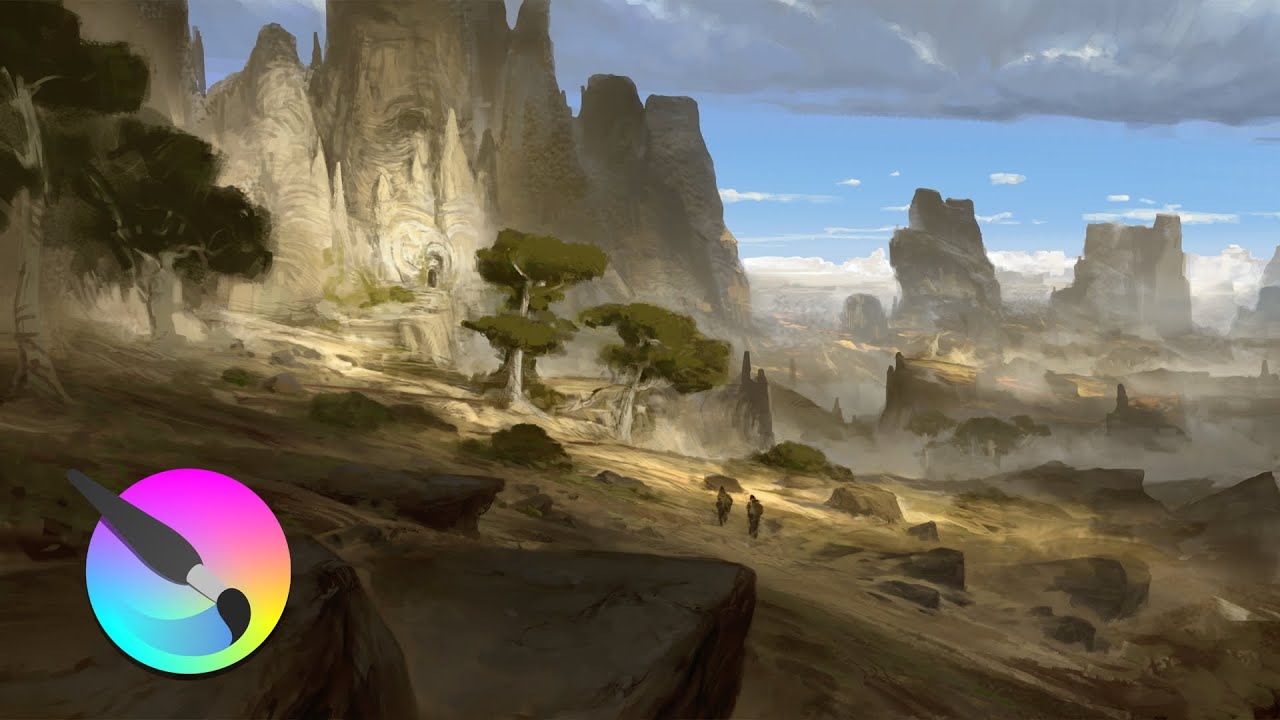 Trying out Krita (rocky landscape painting process) - YouTube