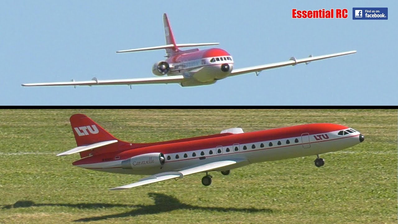 TWIN Electric (EDF) RC LTU CARAVELLE SE-210 Jet Airliner - YouTube