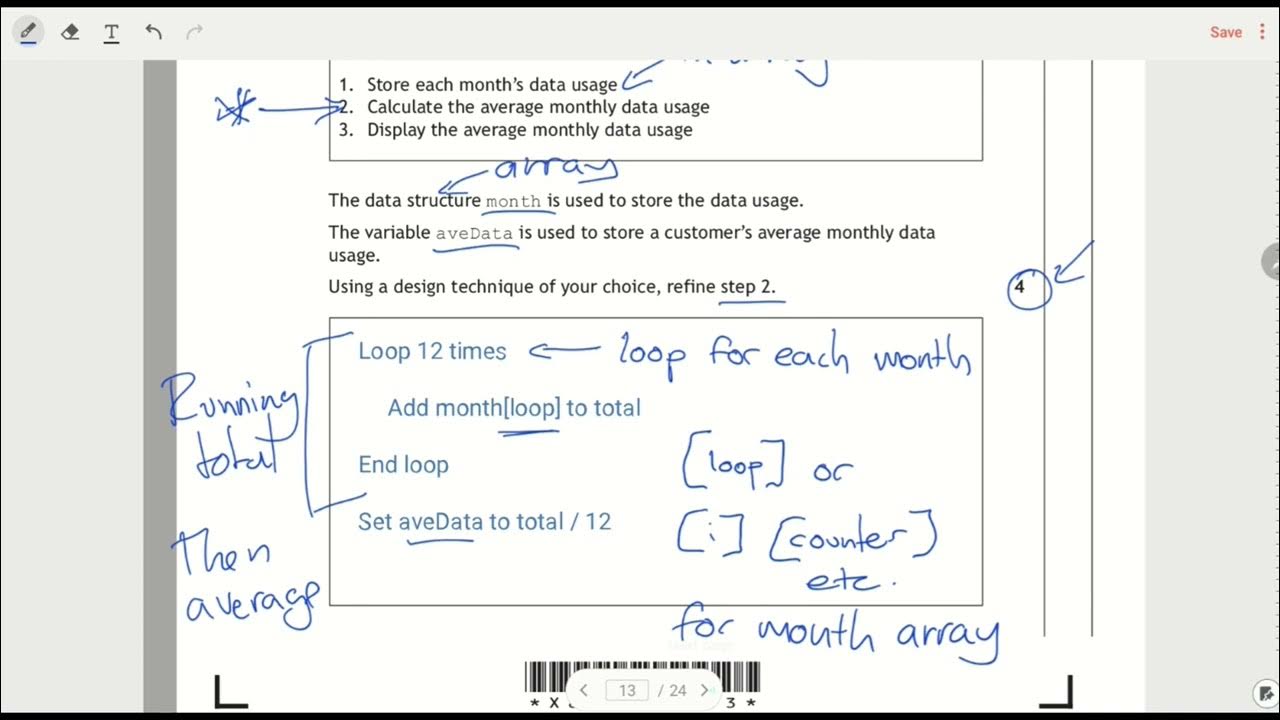 N5 Computing 2023 Q10 Running total with array, round function - YouTube