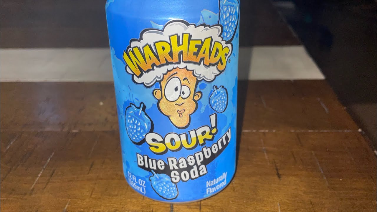 Warheads sour blue raspberry soda drink review - YouTube