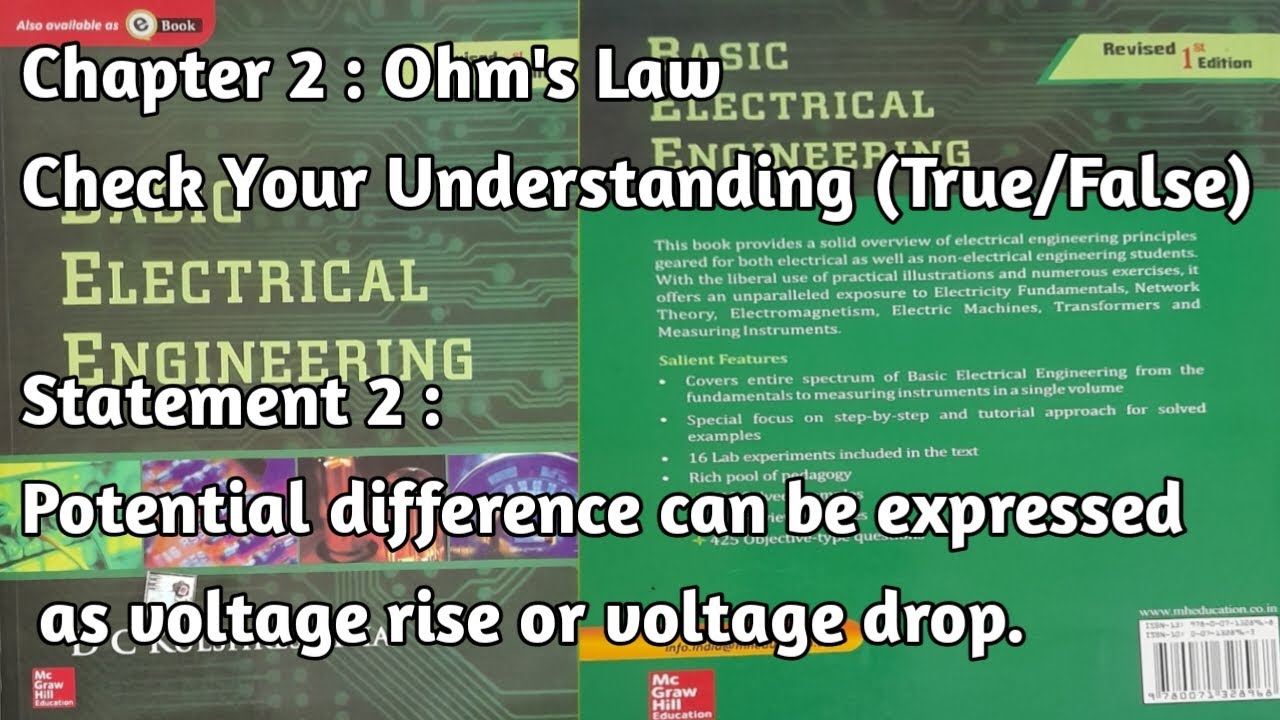 True/False | Statement 2 | Potential Difference Can Be Expressed As Voltage Rise Or Voltage Drop ...