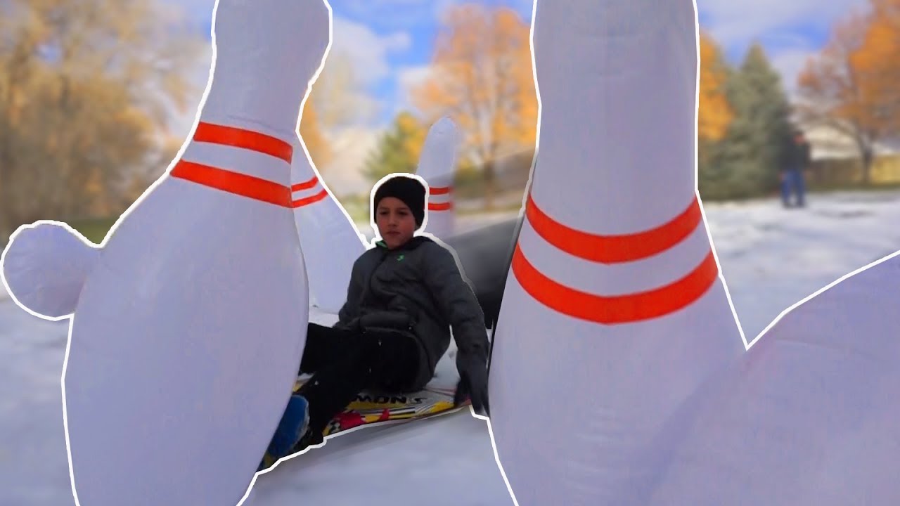 Sledding Bowling Challenge - YouTube