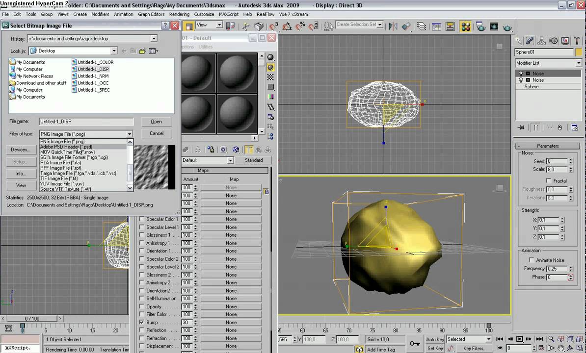 3Ds Max Meteor using displacement maps and bump maps tutorial (HIGH ...