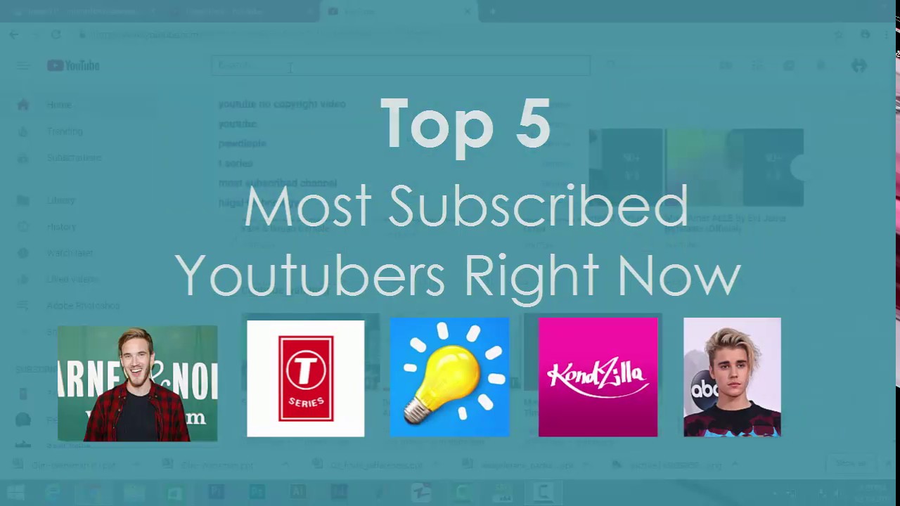 Top 5 most subscribed channels on Youtube 2018 - YouTube