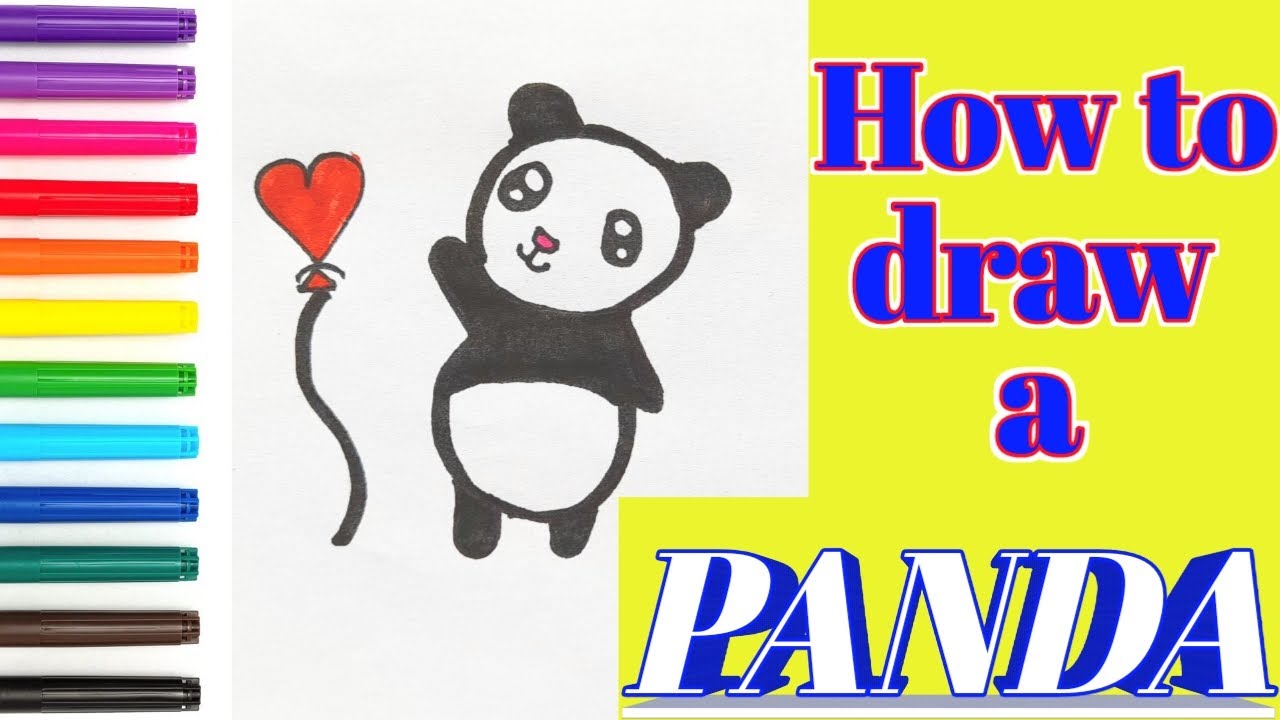 How to draw a panda/ baby panda/ easy baby panda drawing/panda kaise ...