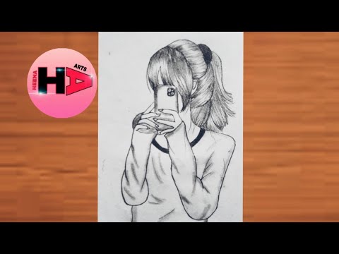 How to draw a selfi fose girl pencil drawing //beutiful girl drawing ...