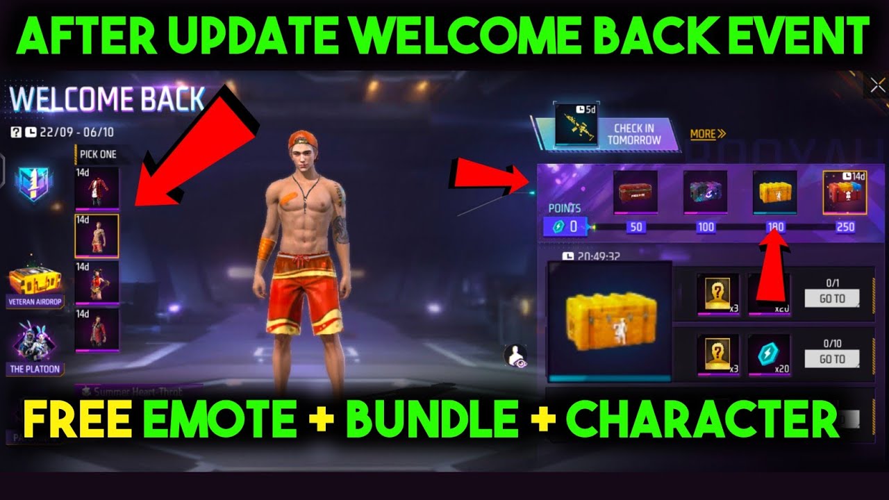 after update welcome back event free fire | welcome back | welcome back ...
