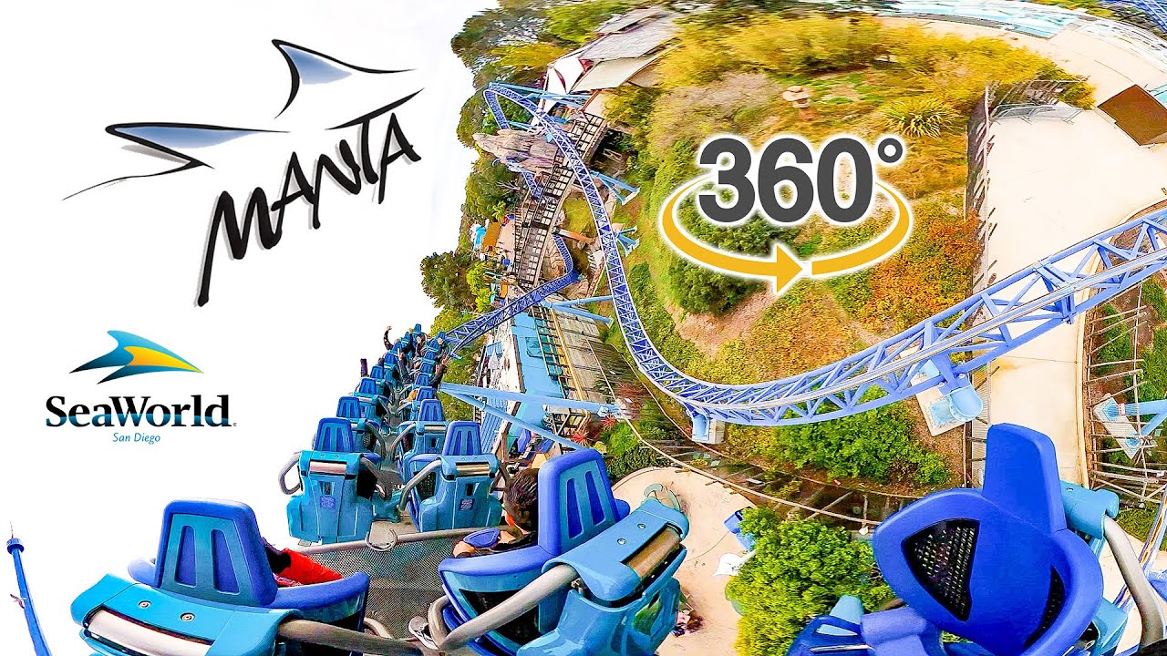 VR 360 Manta Roller Coaster On Ride Back Seat POV SeaWorld San Diego ...
