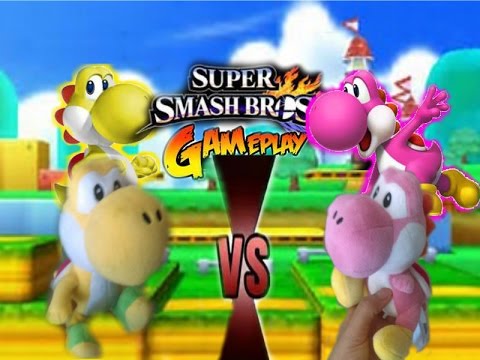 Super Smash Bros for Nintendo 3Ds Gameplay!! Yellow Yoshi VS Pink Yoshi ...