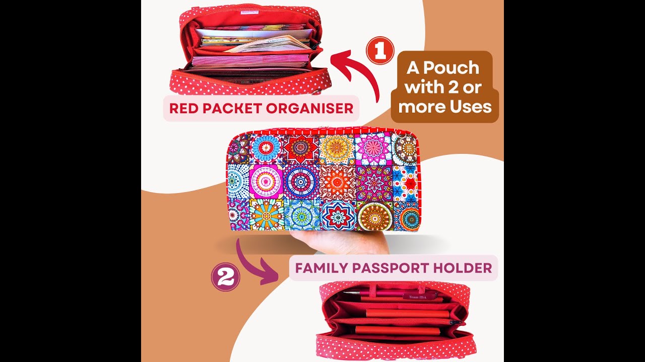 Spacious 2in1 Red Packet Pouch cum Family Passport Organiser - YouTube