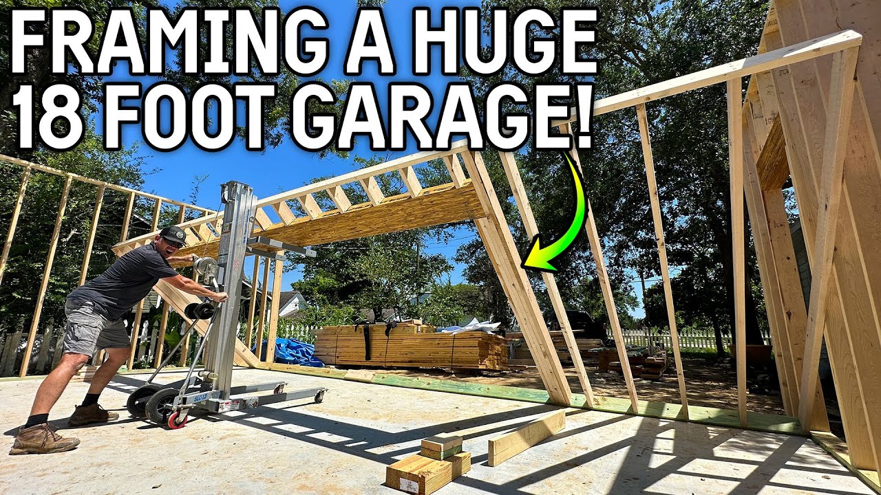 FRAMING Our DRIVE THROUGH Garage!! - Will This ONE MAN LIFT Work? - YouTube