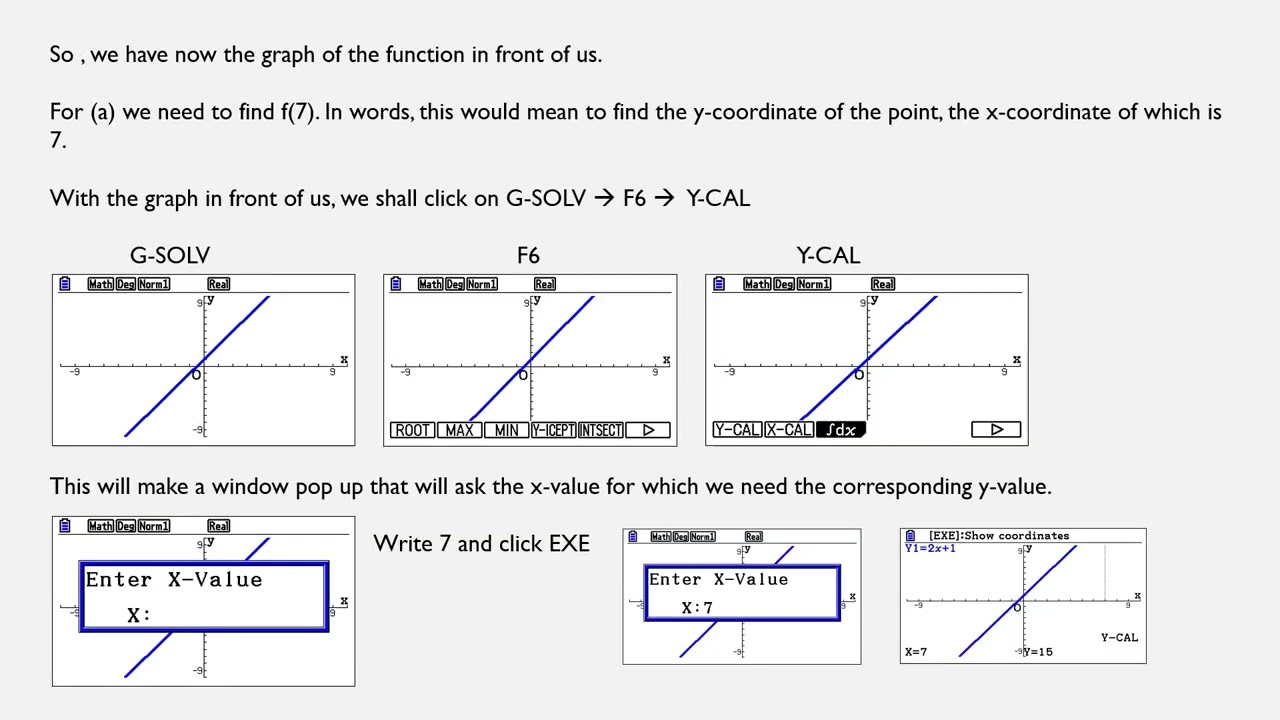 CASIO Fx CG50 finding values through the graph - YouTube