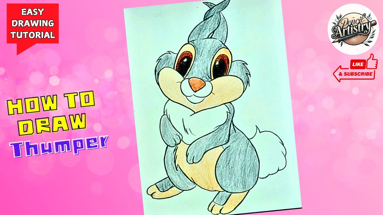 How to Draw Thumper From The Movie "Bambi" - Step by Step Tutorial | Pencil Artistry - YouTube