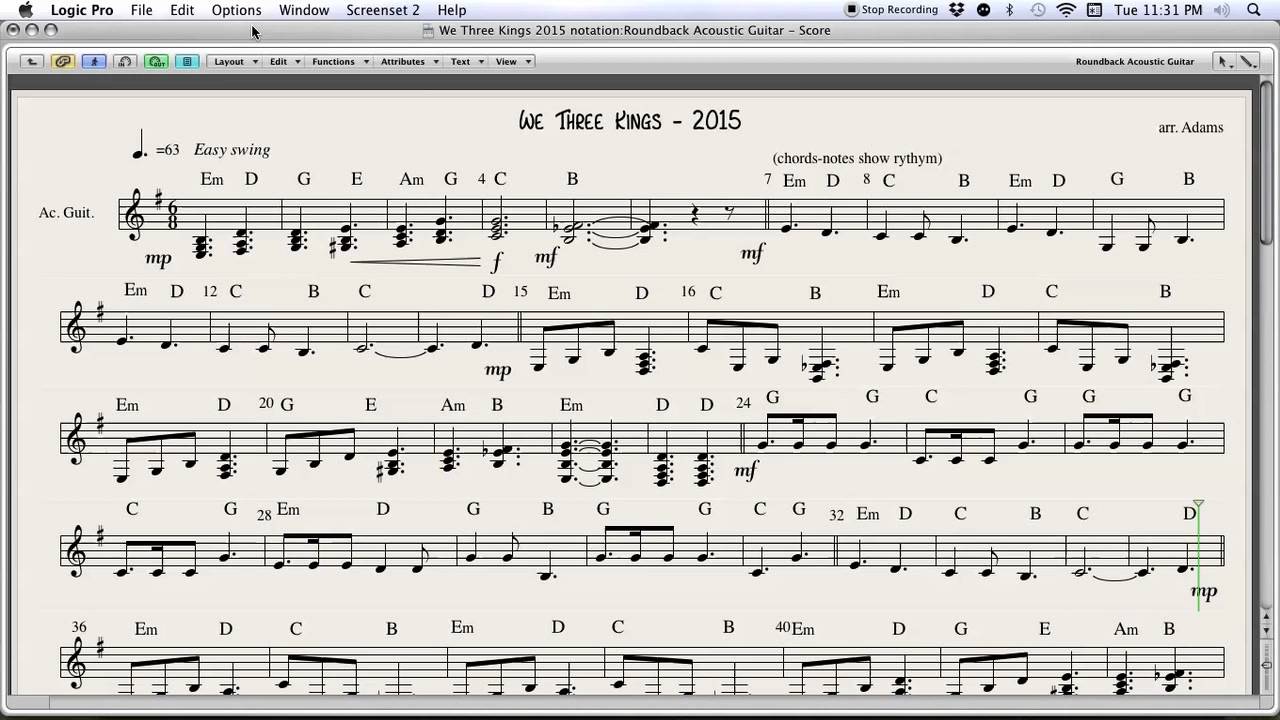 "We Three Kings" in 6/8 jazz style for Guitar - YouTube