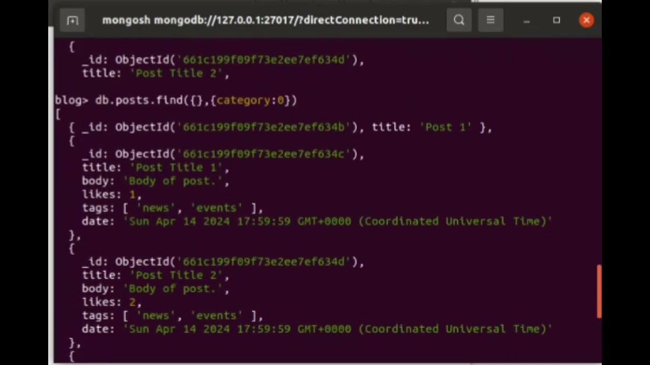 Querying MongoDB - exclude a field - YouTube