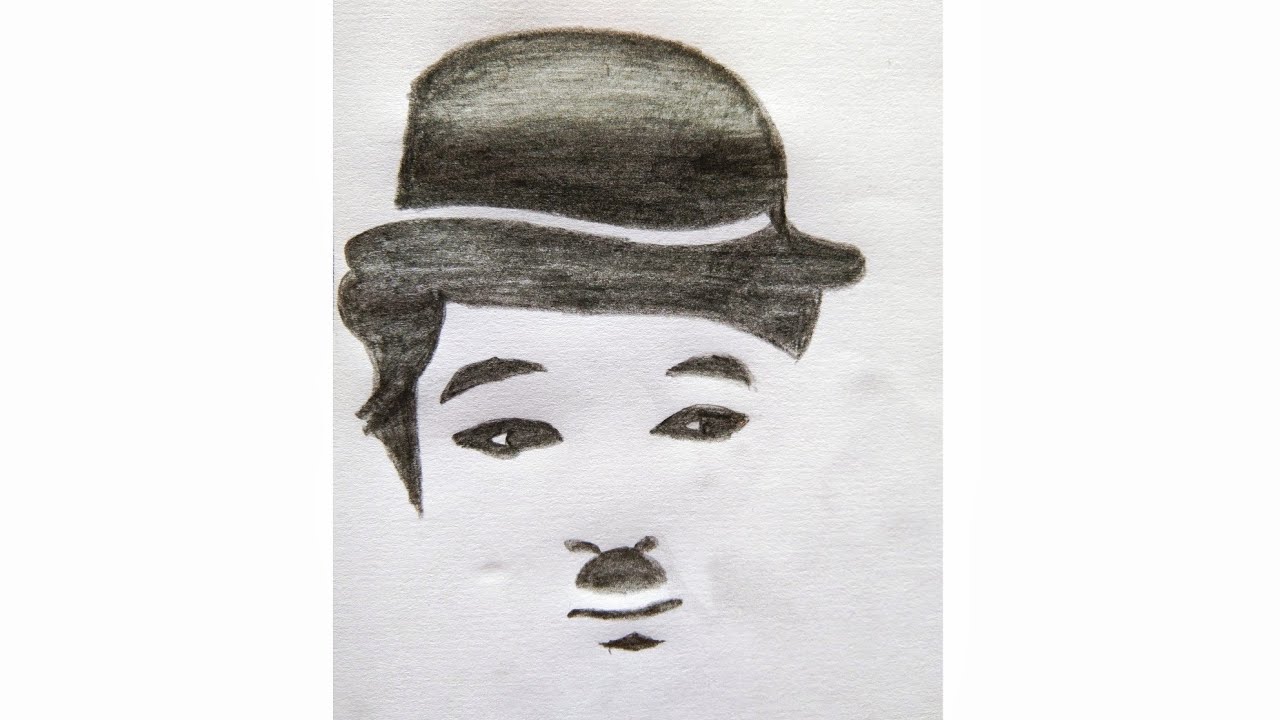 how to draw Charlie Chaplin face drawing tutorial in simple and easy ...