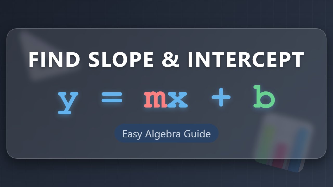 How to Find Slope and Y-Intercept from Equation (y=mx+b) - Algebra ...