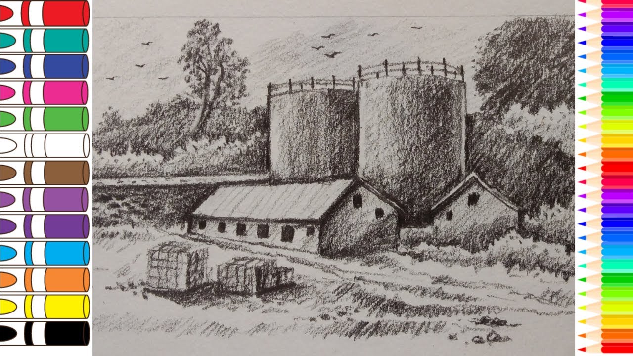 How to draw Easy cement mixing plant. วาดภาพโรงผสมปูน. - YouTube