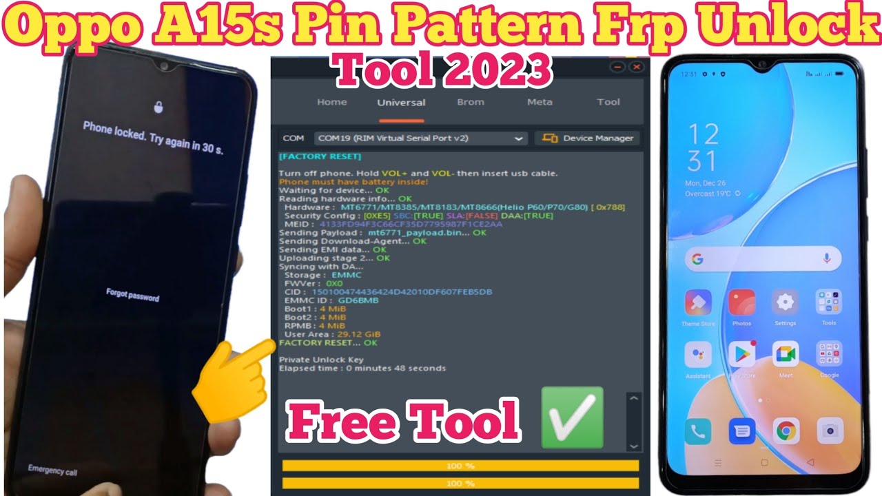 Oppo A15s cph 2179 pin pattern frp unlock free tool 2022 One Click gsm ...