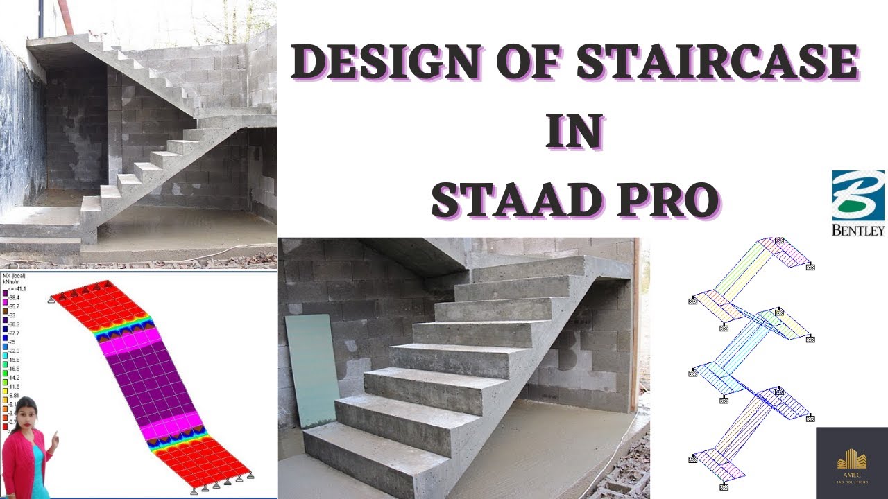 STAIR CASE IN STAAD | DOGLEGGED STAIRS IN STAAD | MANISHA YADAV | AMEC CAD SOLUTIONS - YouTube