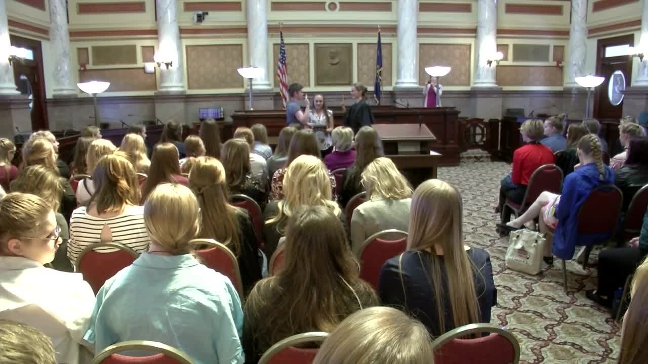 Girls State office holders sworn in during Capitol ceremony - YouTube